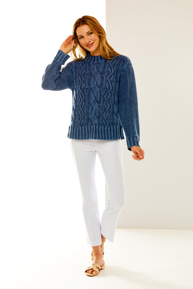 Stonewash Cotton Cable Rib Turtleneck – Sara Campbell
